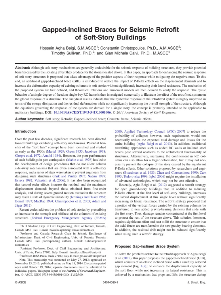 Gapped-Inclined Braces For Seismic Retrofit | PDF | Deformation ...