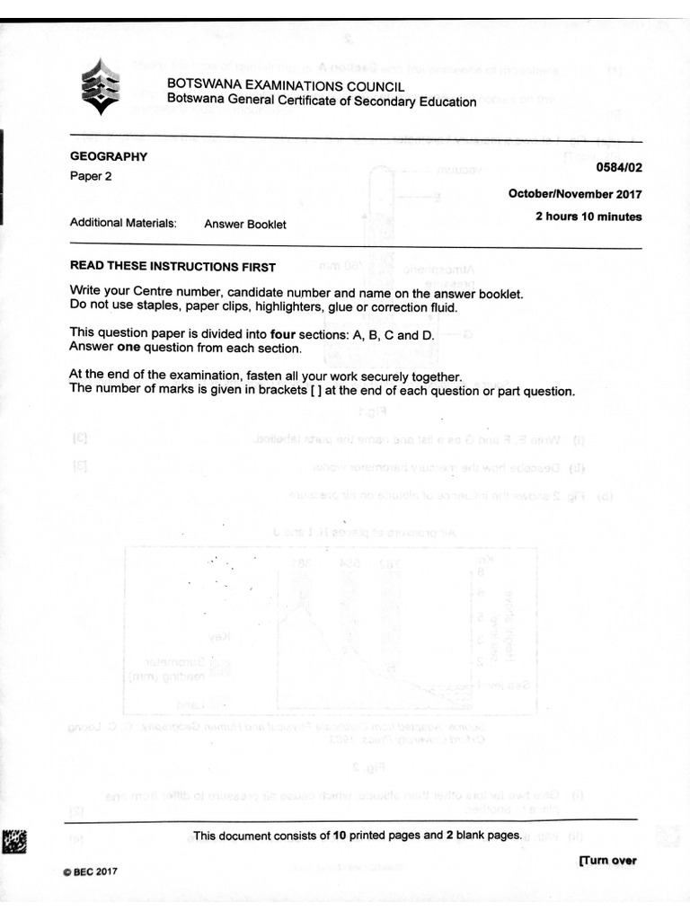 Geography Paper 2 2017 BGCSE | PDF