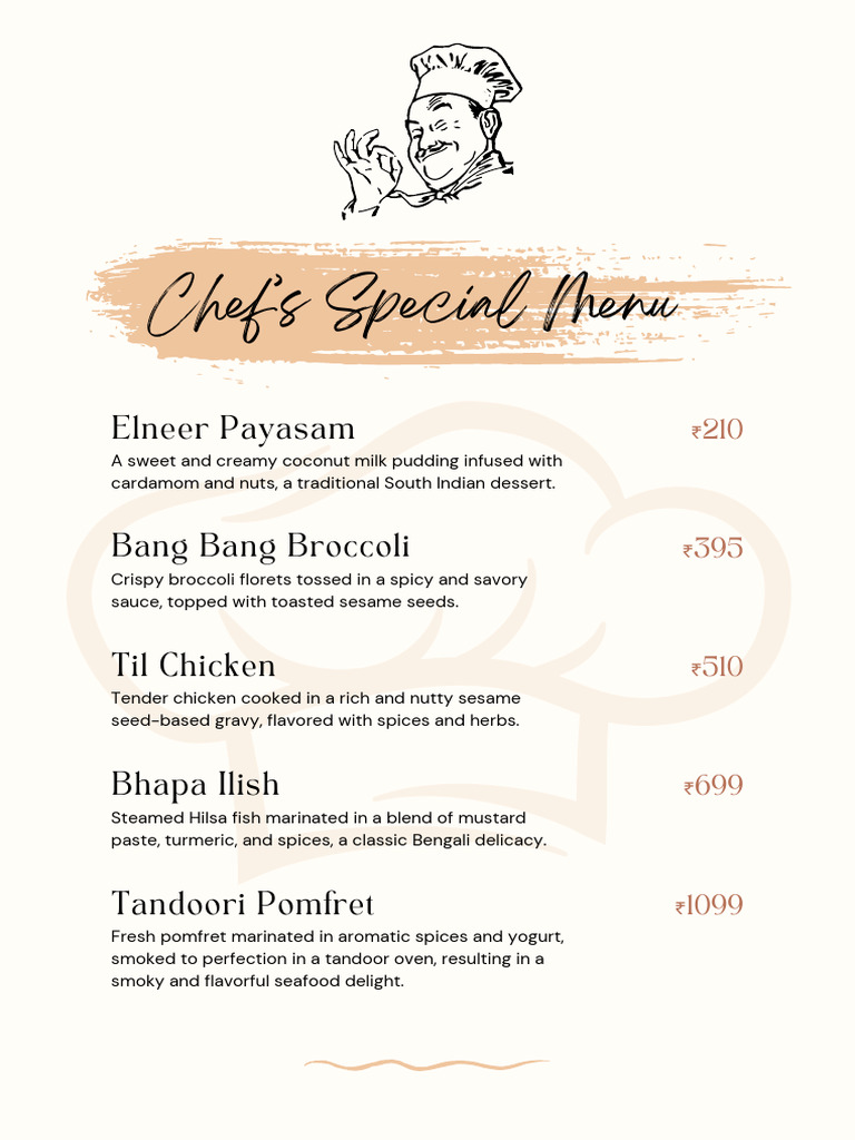 Chef's Special Menu Highlights | PDF