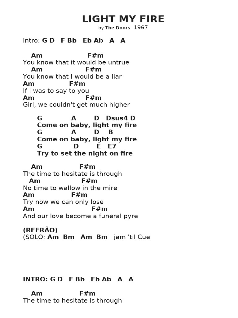 Light My Fire Lyrics by The Doors | PDF