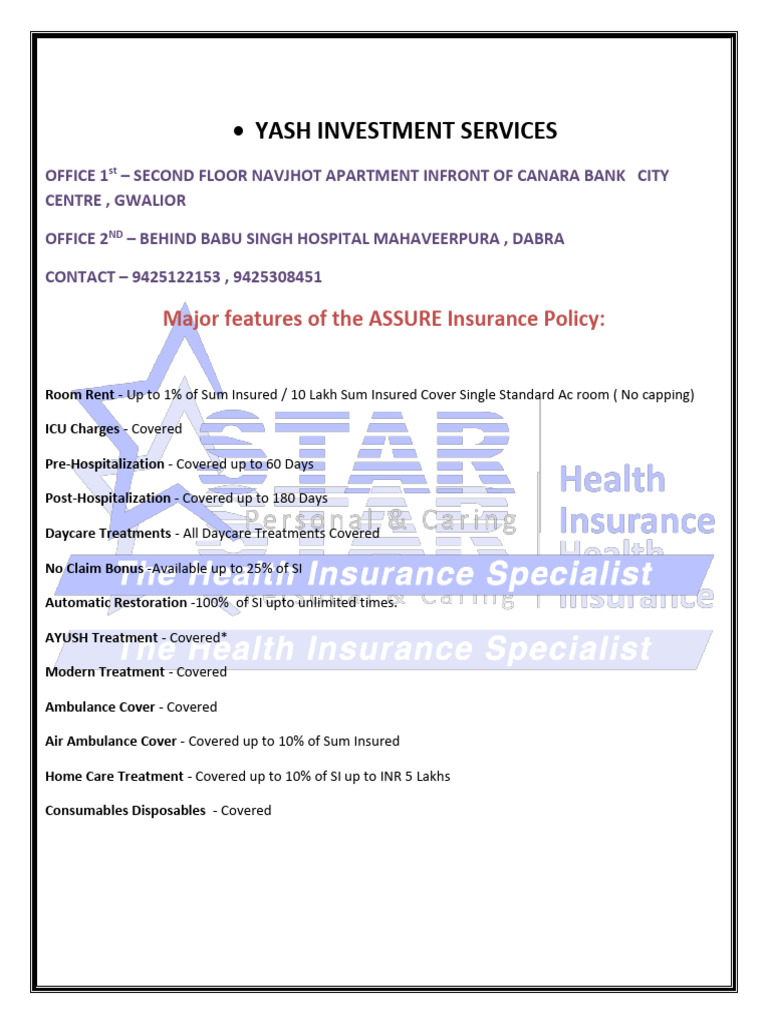Star Health Assure Plan | PDF