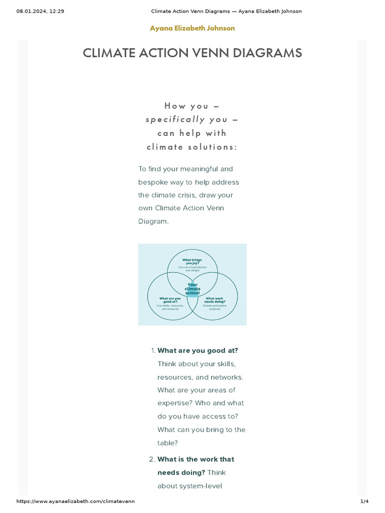 Climate Action Venn Diagrams - Ayana Elizabeth Johnson | PDF | Climate ...