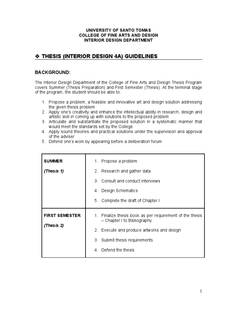 Thesis (Interior Design 4A) Guidelines: Background | PDF | Thesis ...