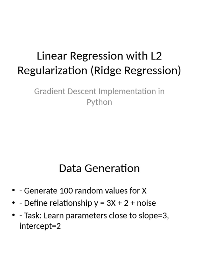 Ridge Regression with Gradient Descent | PDF