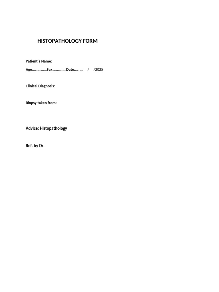 Histopathology Form | PDF