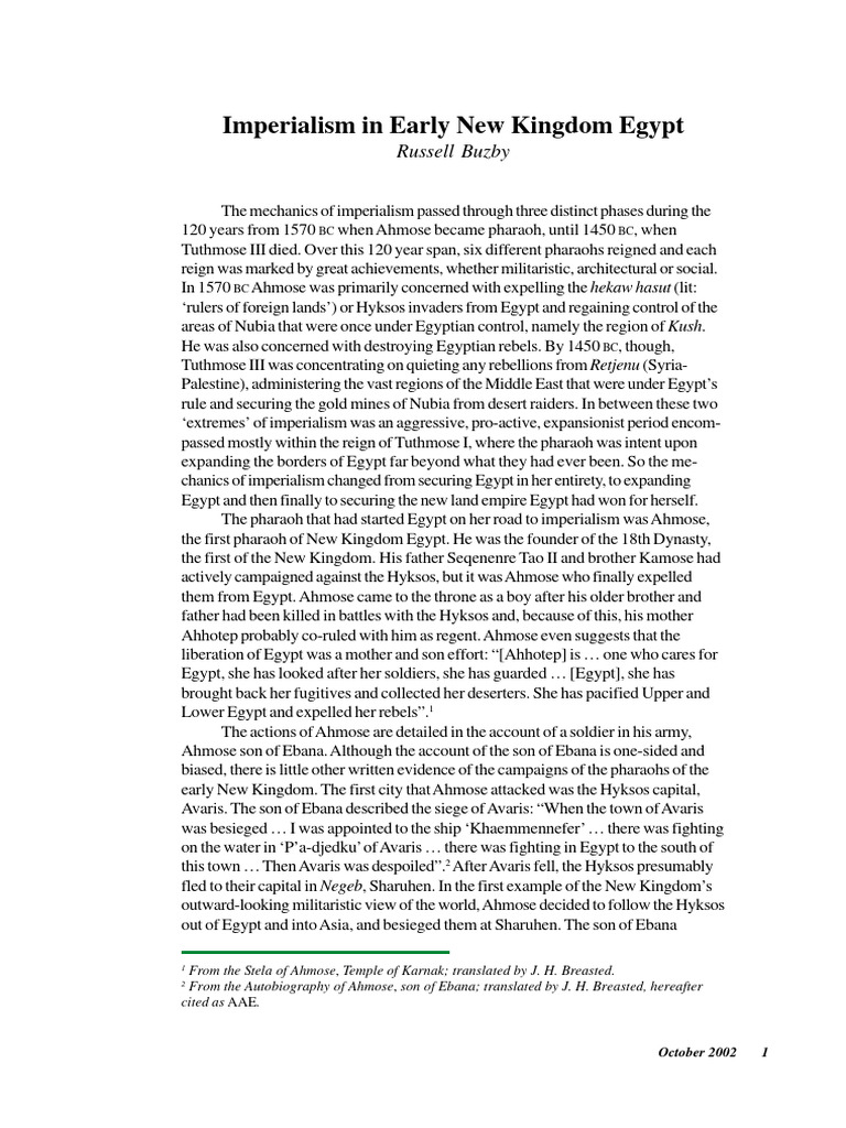 Imperialism in New Kingdom Egypt | PDF | Hatshepsut | Ancient Egypt