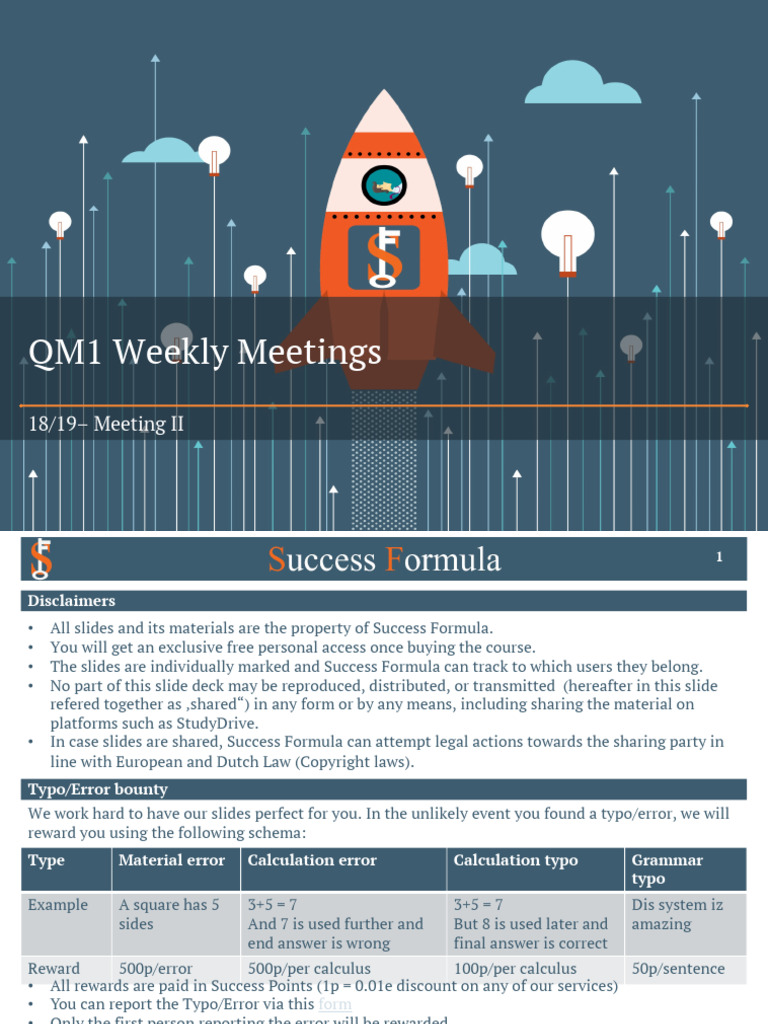 QM1 Meeting 2 Success Formula | PDF | Variance | Probability Distribution
