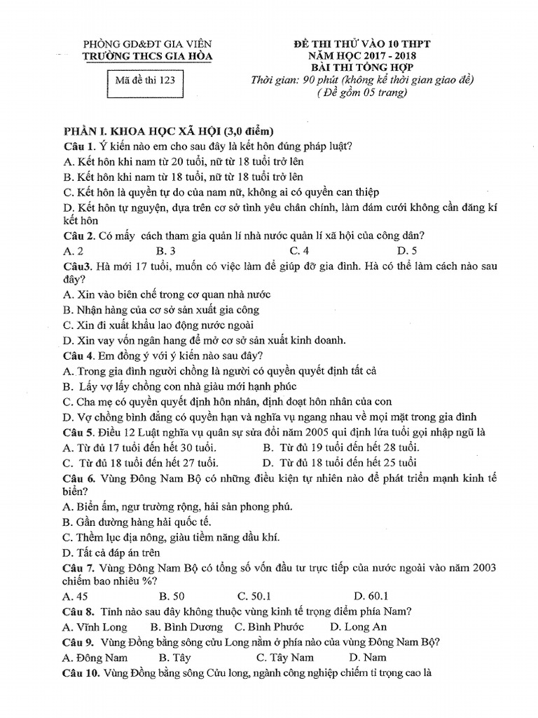 De Thi Thu Vao 10 - Bai TH | PDF