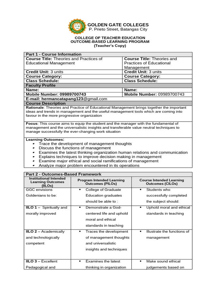 Educational Management Course Overview | PDF | Decision Making | Learning