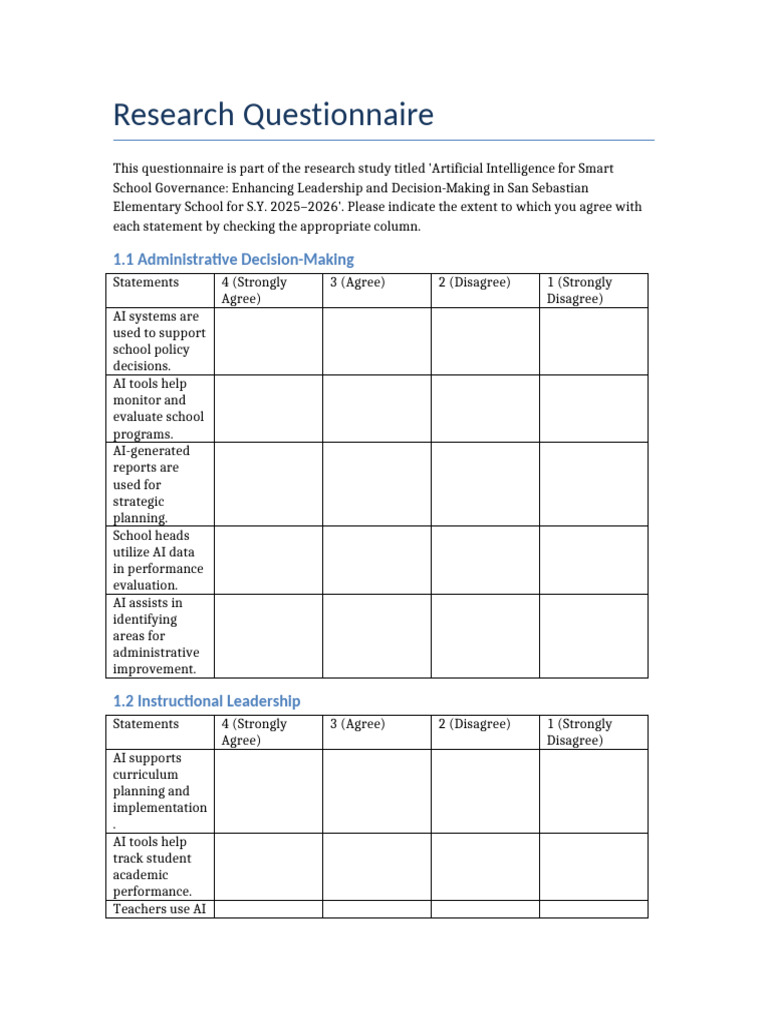 AI School Governance Questionnaire | PDF