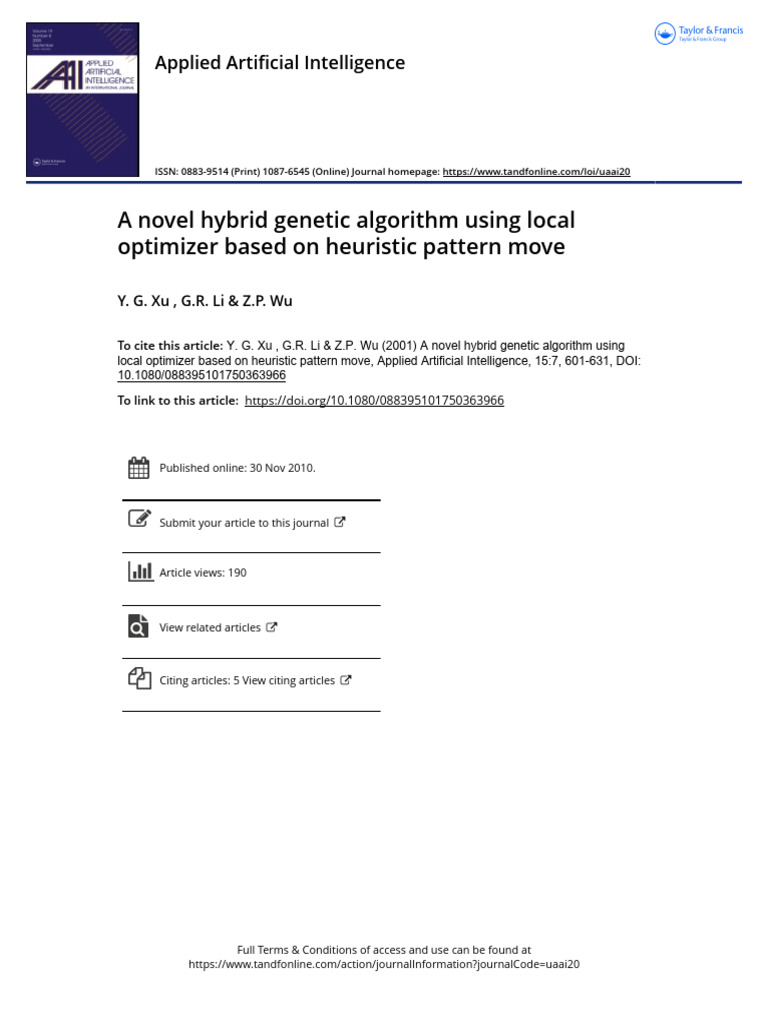 A Novel Hybrid Genetic Algorithm Using Local Optimizer Based On Heuristic Pattern Move | PDF ...