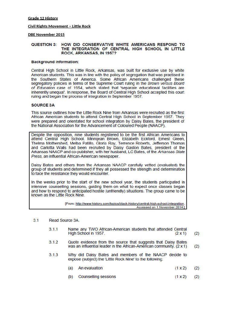 Little Rock Civil Rights Movement Guide | PDF