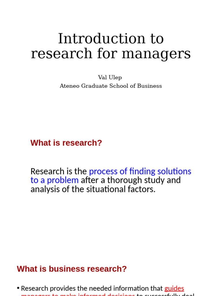 Research Methodology for Managers | PDF | Methodology | Hypothesis