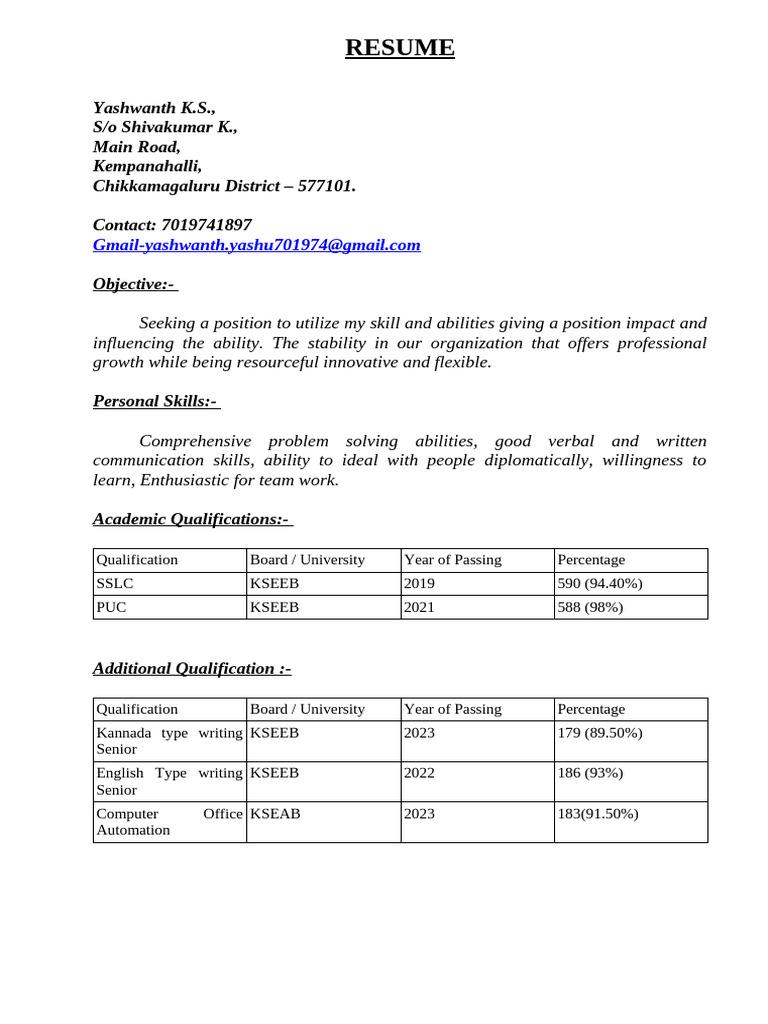 Yashwanth Resume | PDF