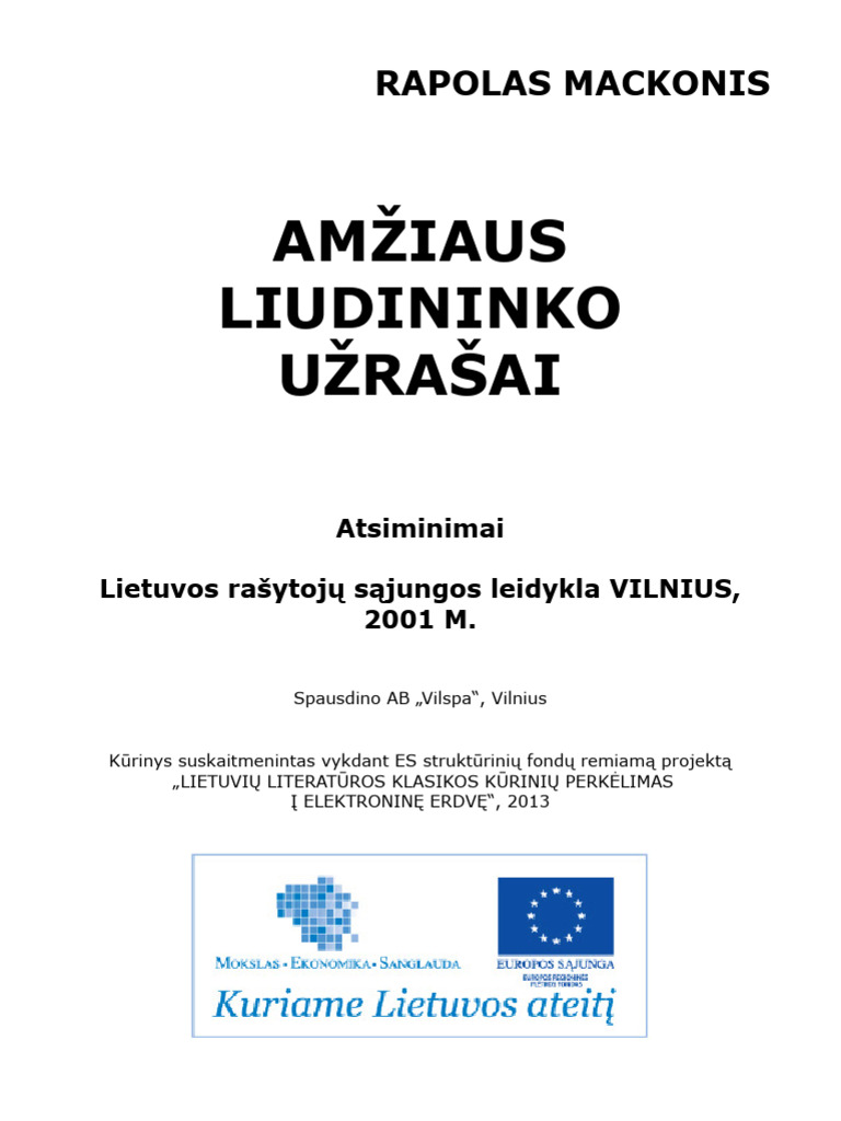 Mackonis. Amžiaus Liudininko Užrašai | PDF