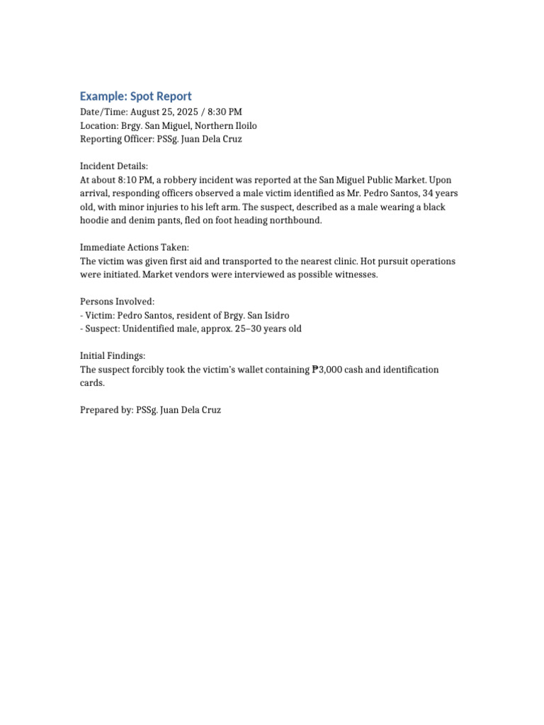 Spot Report | PDF