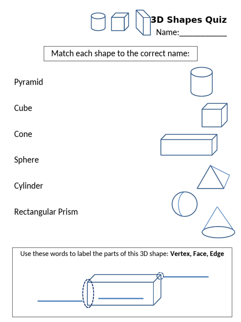 3D Shapes Identification Quiz | PDF