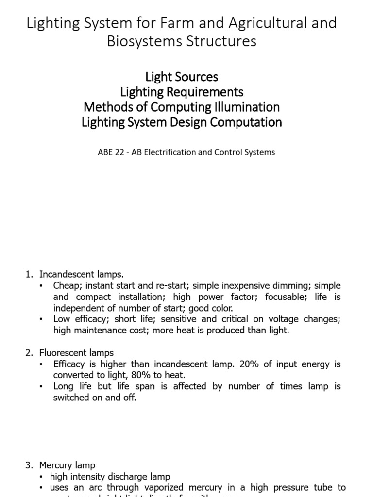 Lighting System For Farm and Agricultural and Biosystems Structures ...