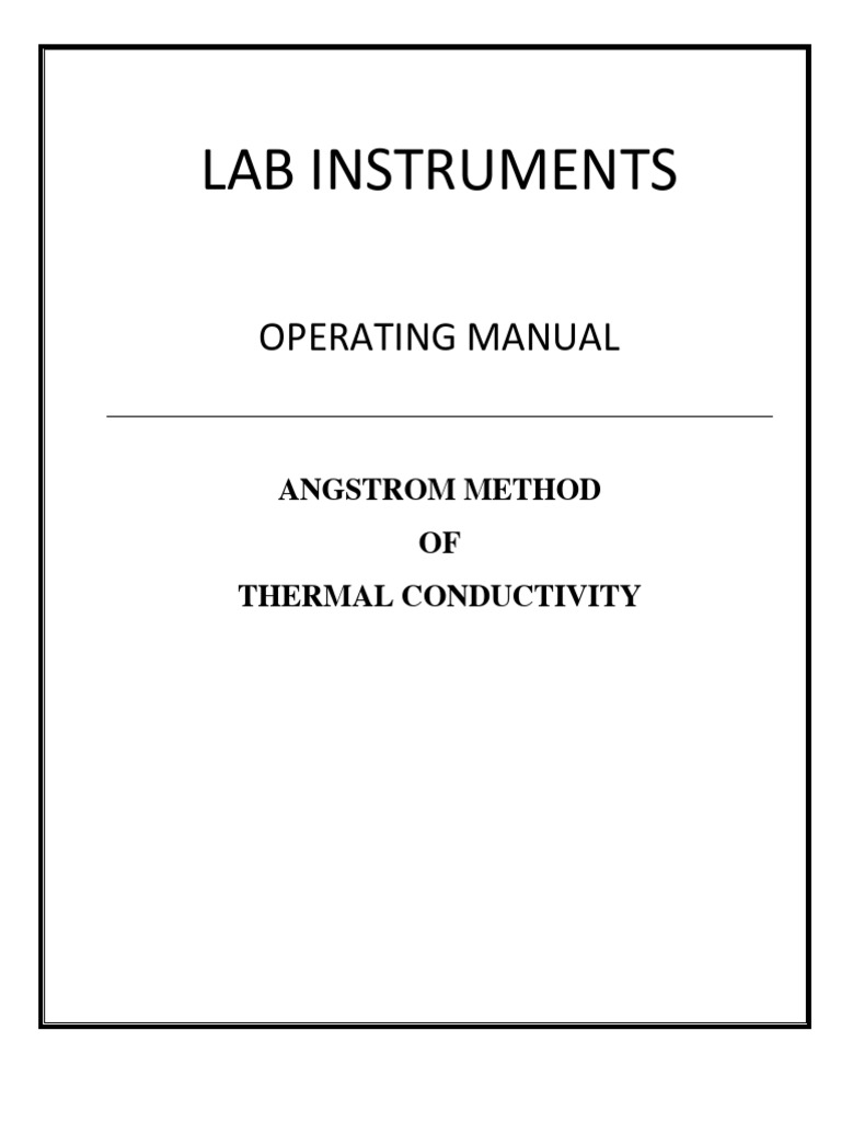 Angstrom Method for Thermal Conductivity | PDF | Electrical Resistivity ...