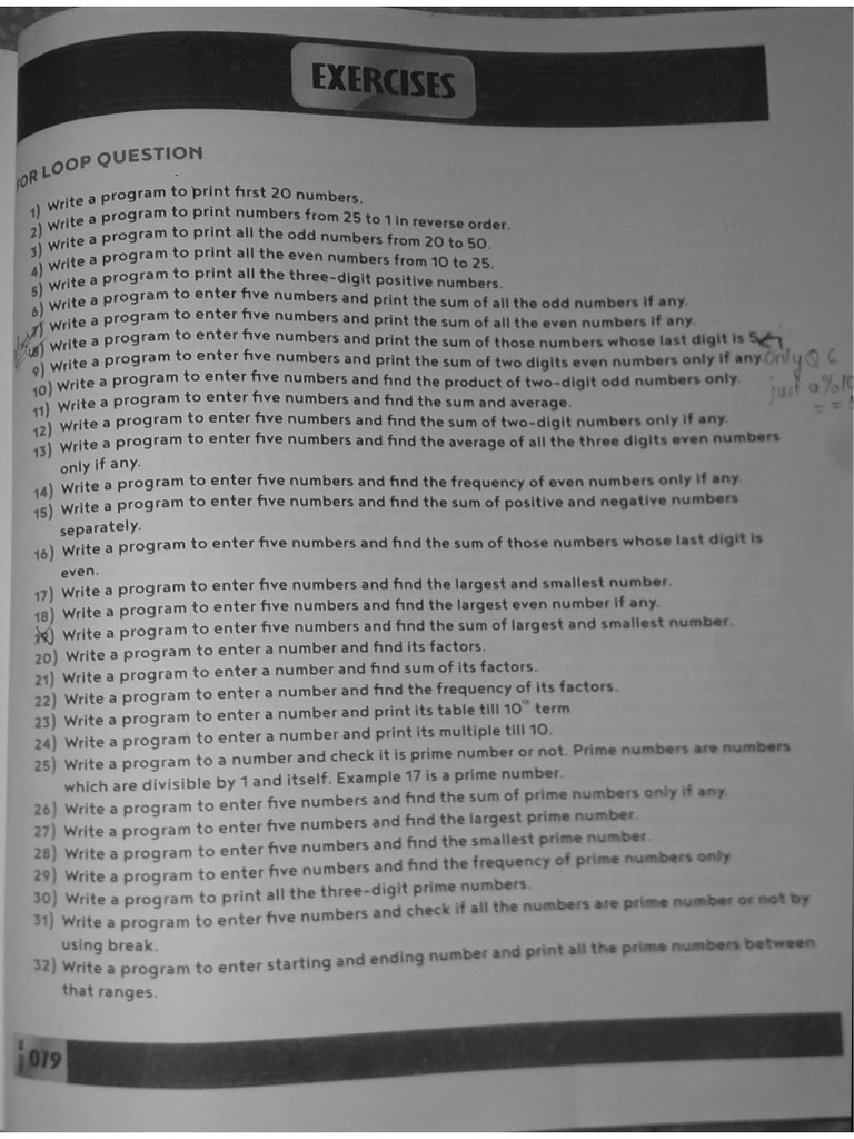 For Loop Exercises 2 | PDF