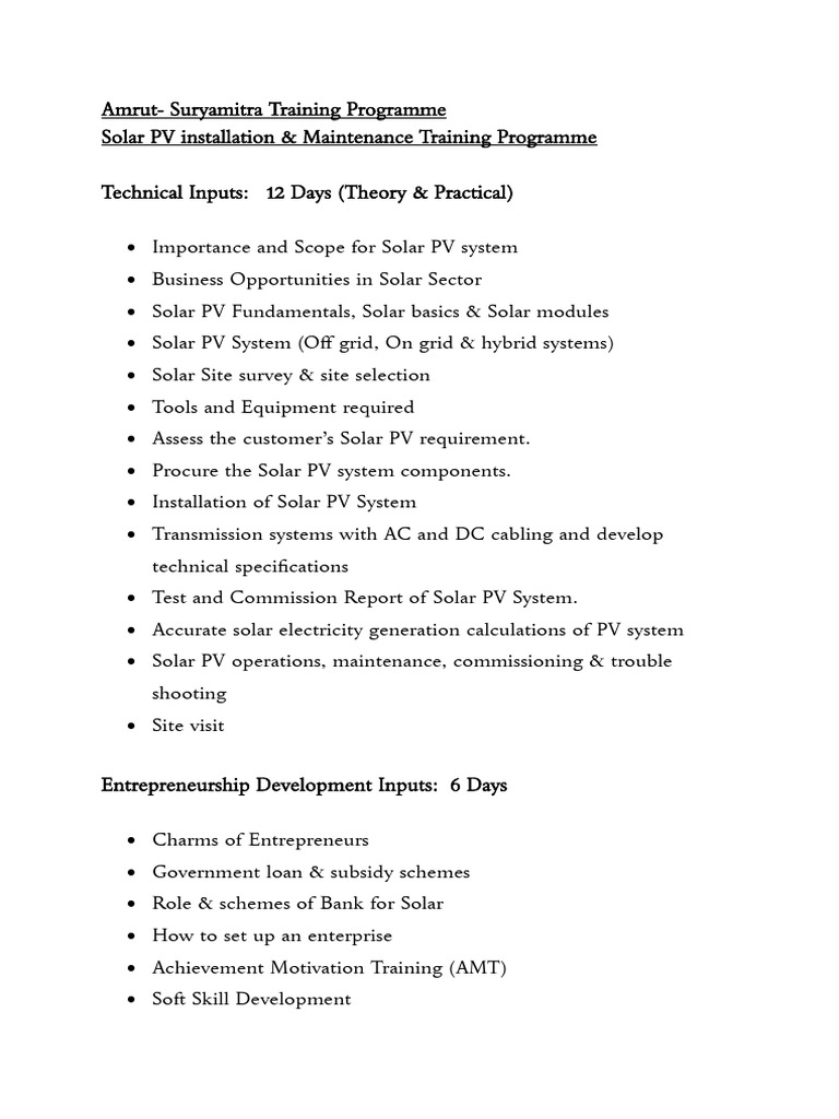 Solar PV Installation Training Program | PDF