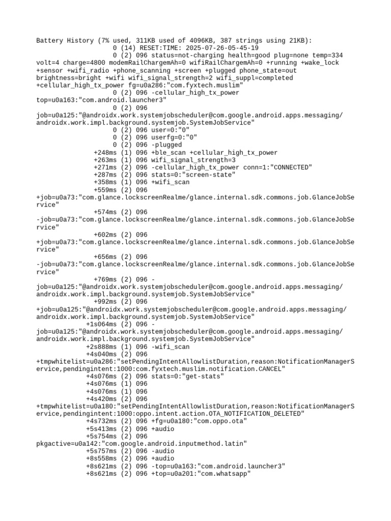 Battery Status and Activity Log | PDF