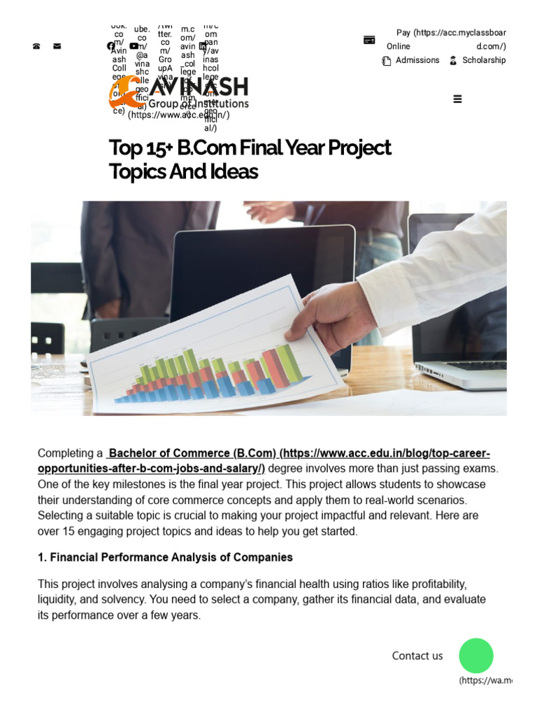 Top B.Com Final Year Project Topics | PDF | Corporate Social ...