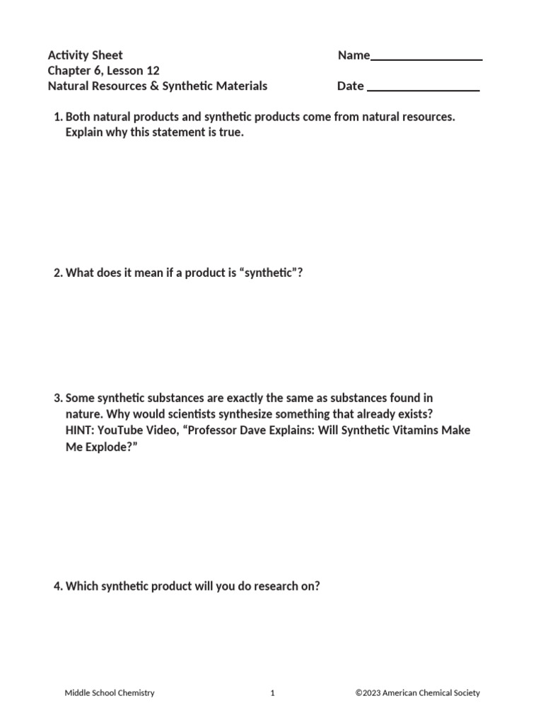 Synthetic Gel Worm Research Guide | PDF | Chloride | Chemistry