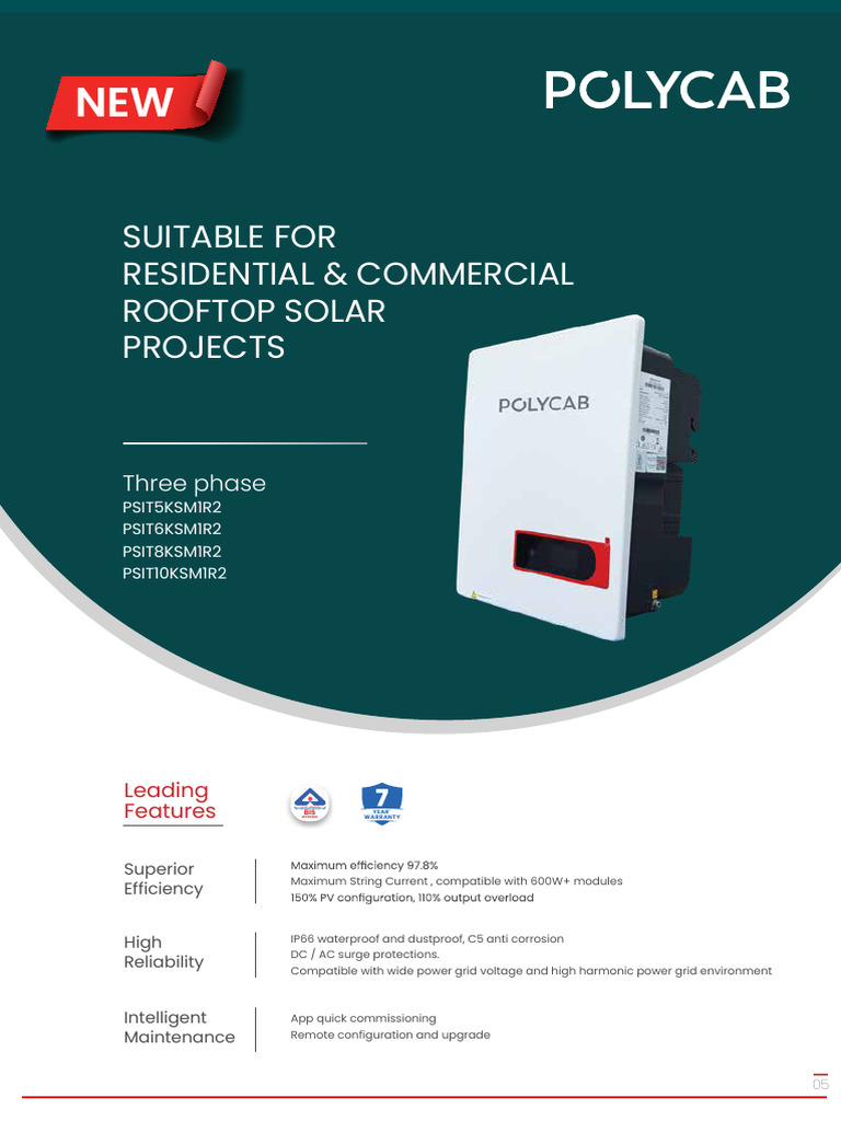 Polycab Solar Inverter 5KW Datasheet | PDF | Alternating Current ...
