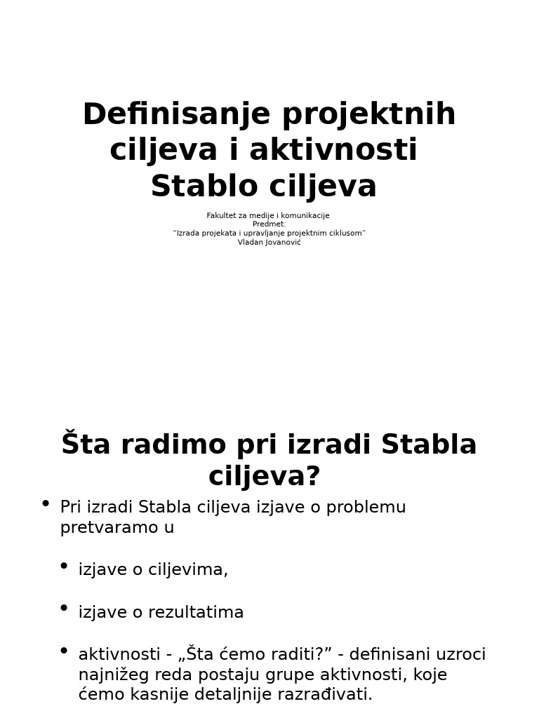 Predavanje, Stablo Ciljeva, VLDN | PDF