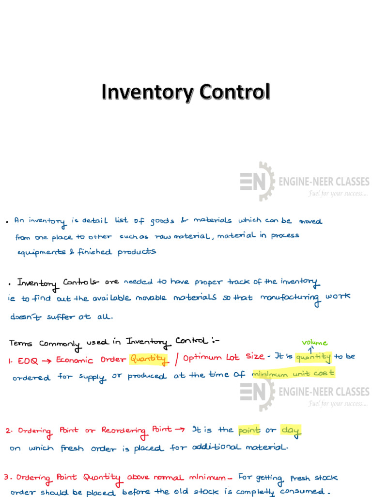 Inventory Control | PDF