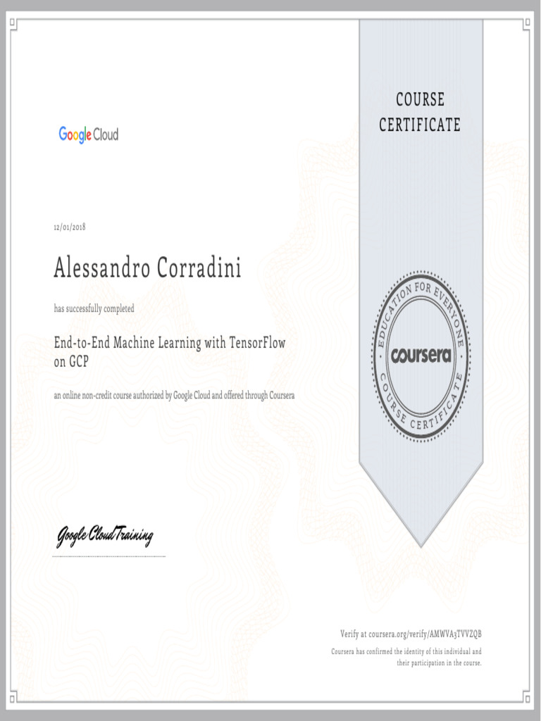 Coursera - End-to-End Machine Learning With TensorFlow On GCP - Google Cloud | PDF | Google ...