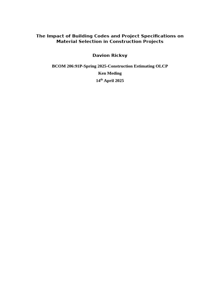 Building Codes Impact on Material Choice | PDF | Specification ...