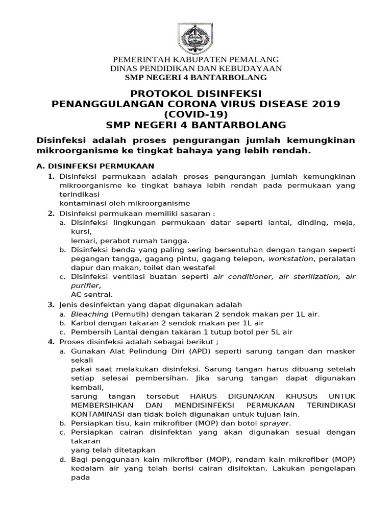 Protokol Disinfeksi | PDF