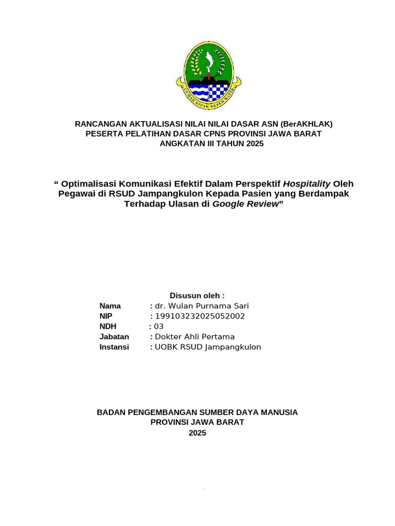 Rancangan Aktualisasi Wulan Purnama Sari Fix | PDF