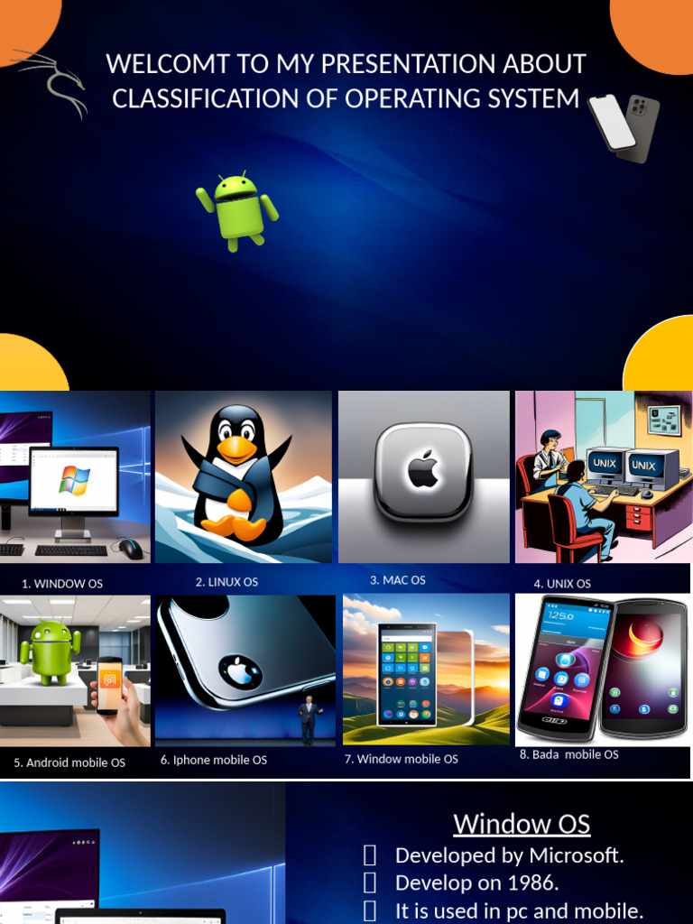 Different Types of Operating System Welcomt To My Presentation About ...