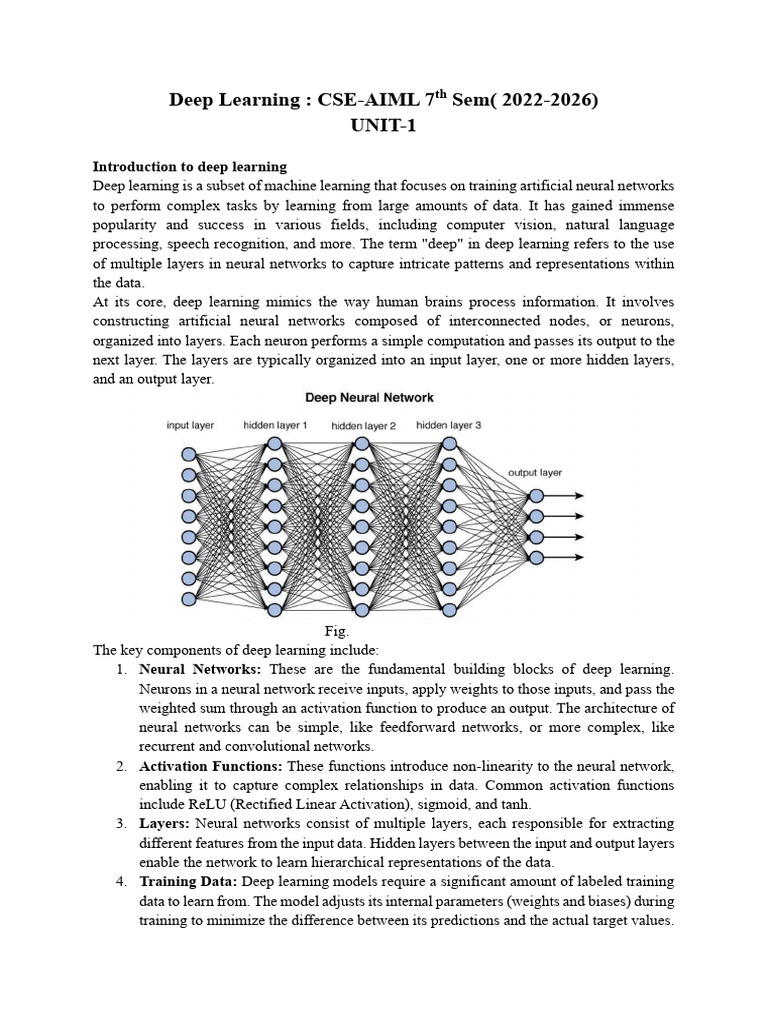 Deep Learning Overview and Applications | PDF | Deep Learning | Algorithms
