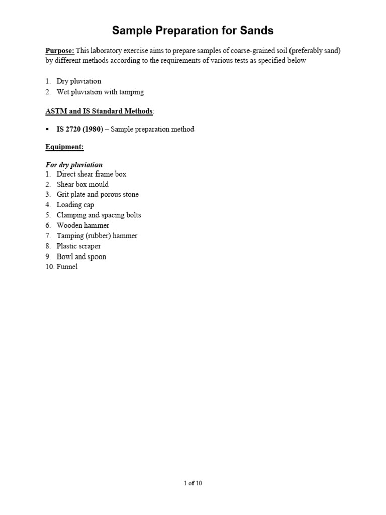 3 Sample Preparation For Sands | PDF | Density
