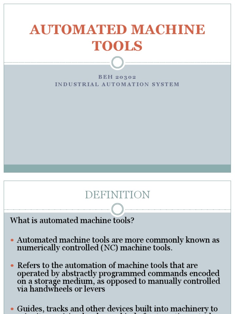 Automated Machine Tools | PDF | Numerical Control | Machine Tool