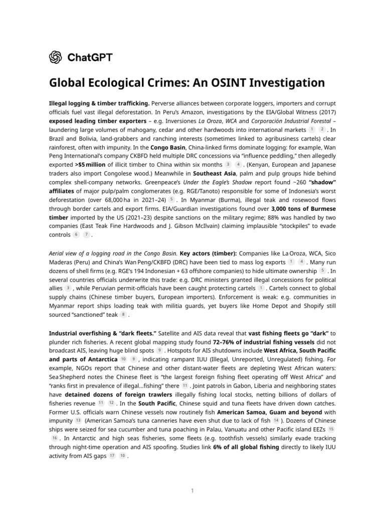 Global Ecological Crimes: An OSINT Investigation | PDF