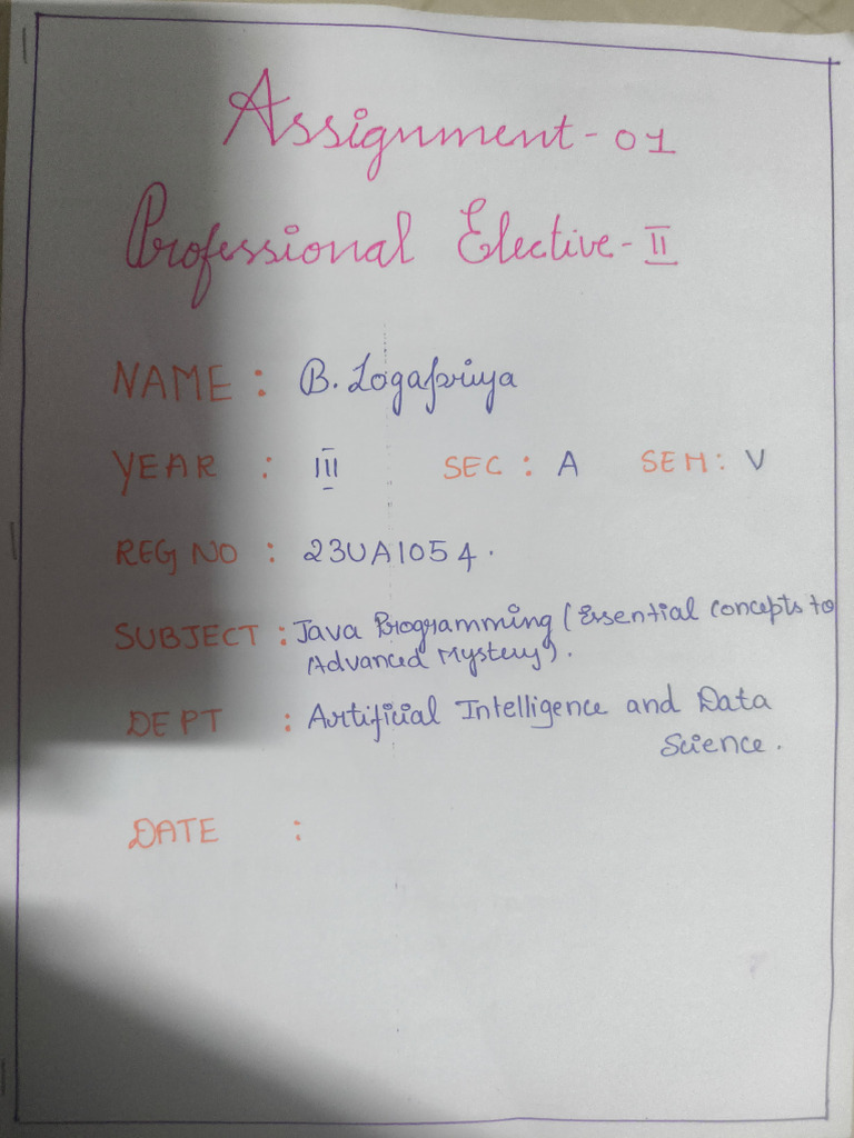 Java 1 Logapriya | PDF