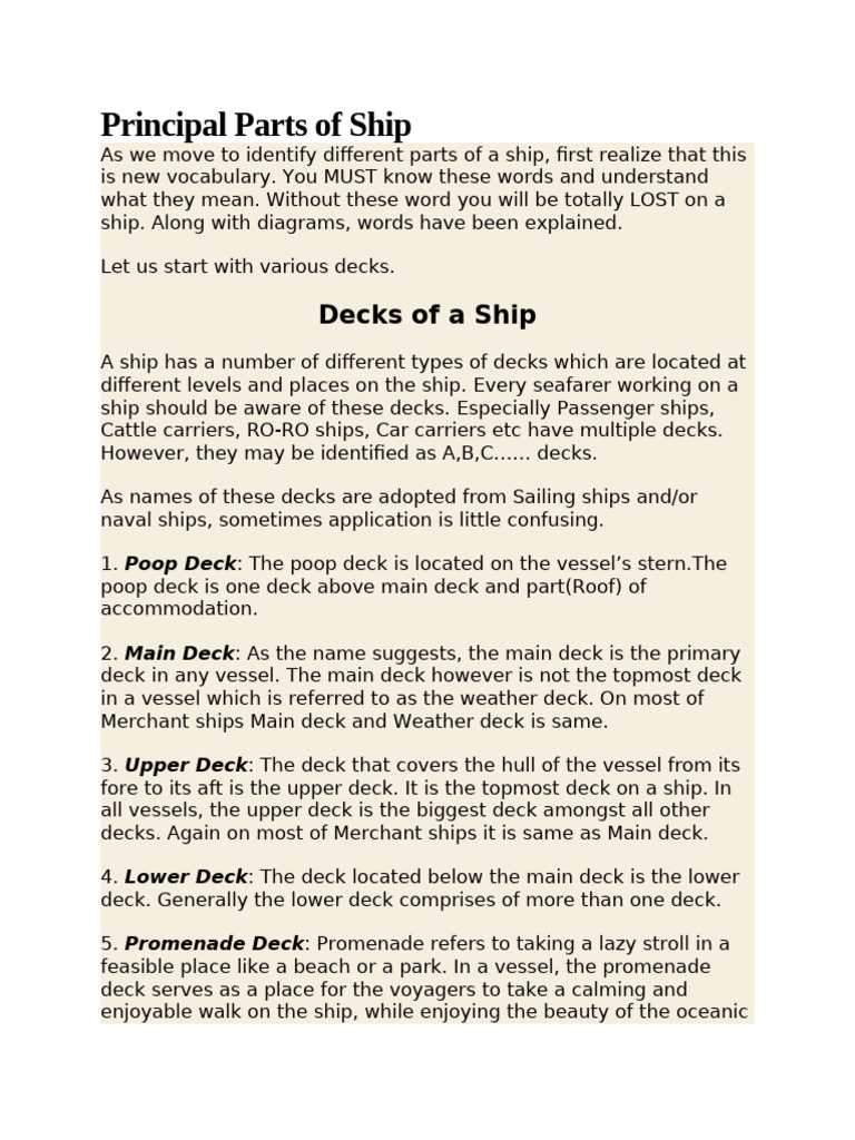 Key Structural Parts of a Ship | PDF | Ships | Hull (Watercraft)