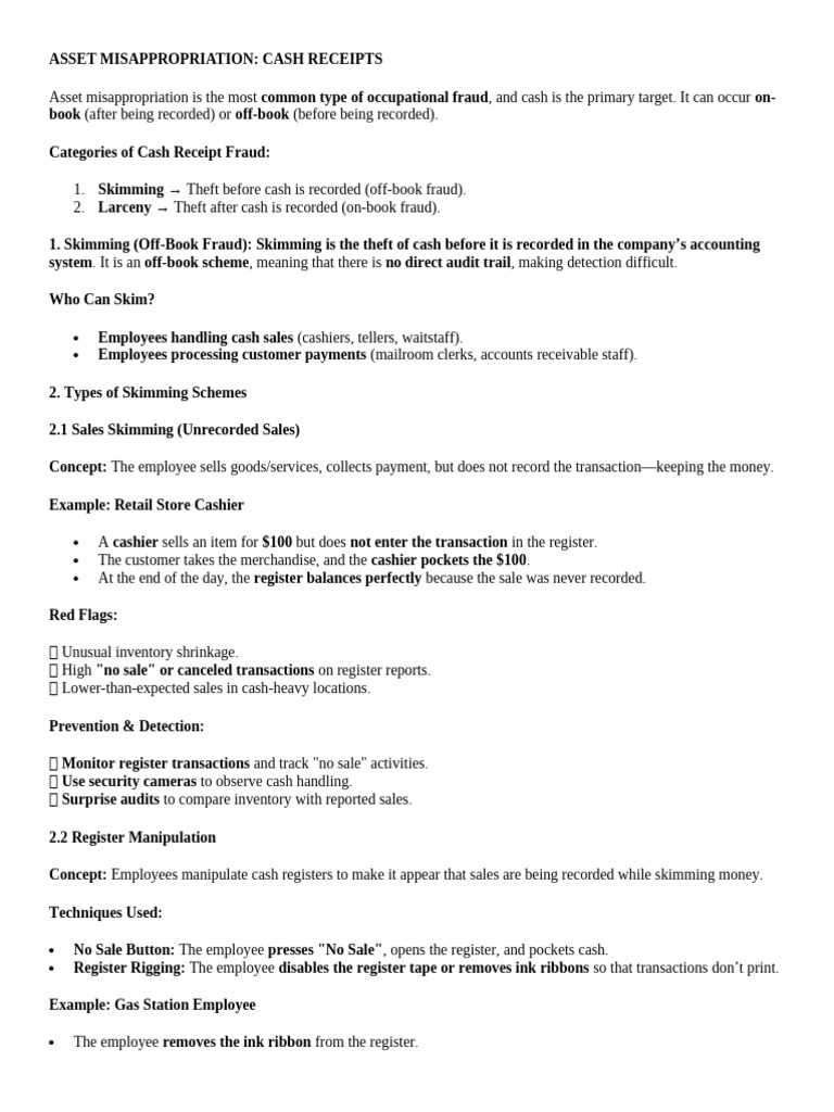 Asset Misappropriation | PDF | Cheque | Payments