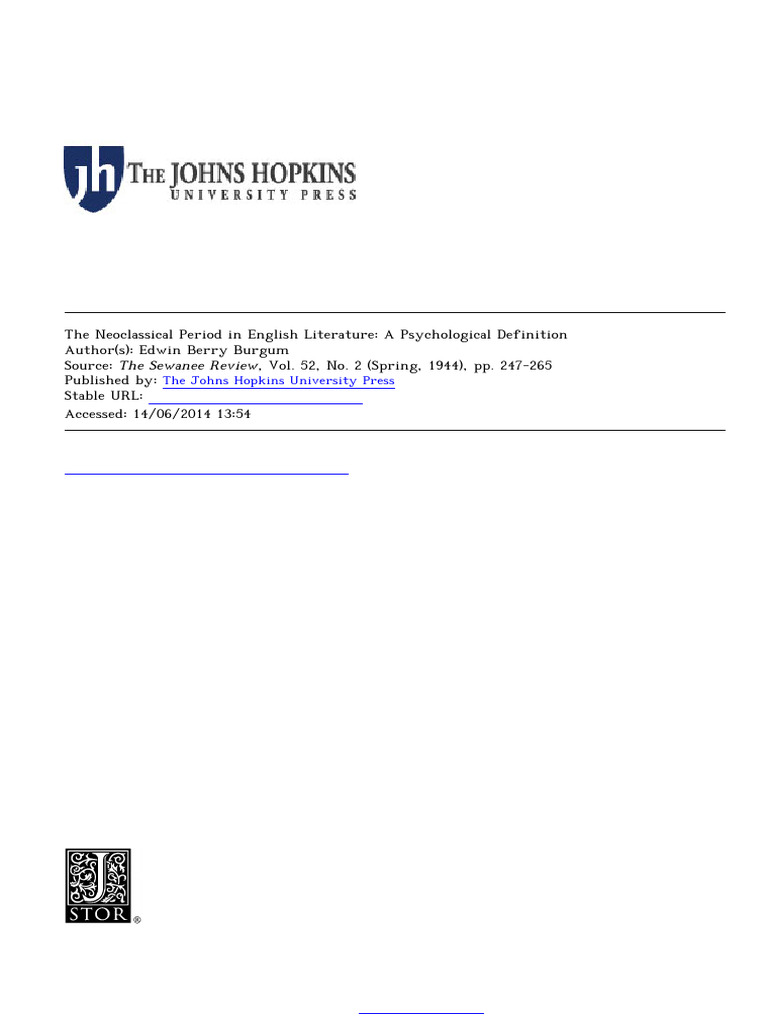 The Neoclassical Period in English Literature | PDF | Poetry | Aesthetics