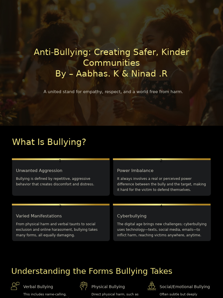 Anti Bullying Creating Safer Kinder Communities | PDF | Bullying ...