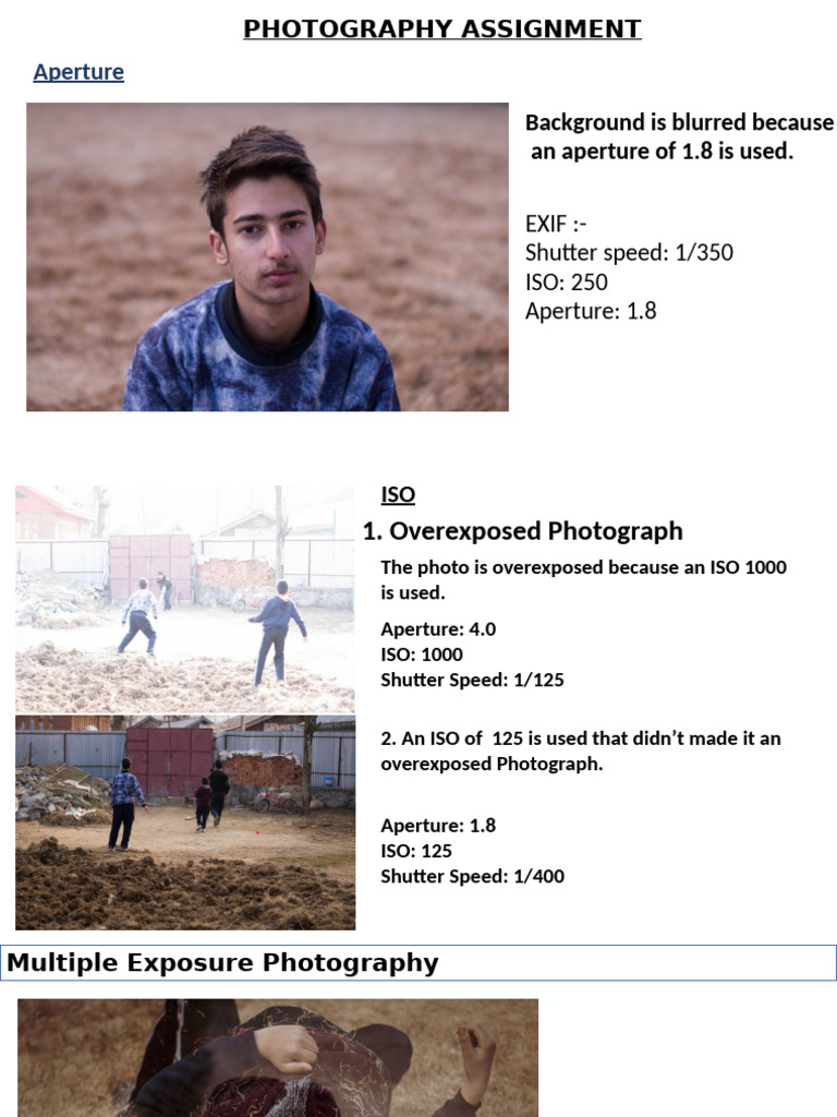 Photography Assignment: Exposure Techniques | PDF