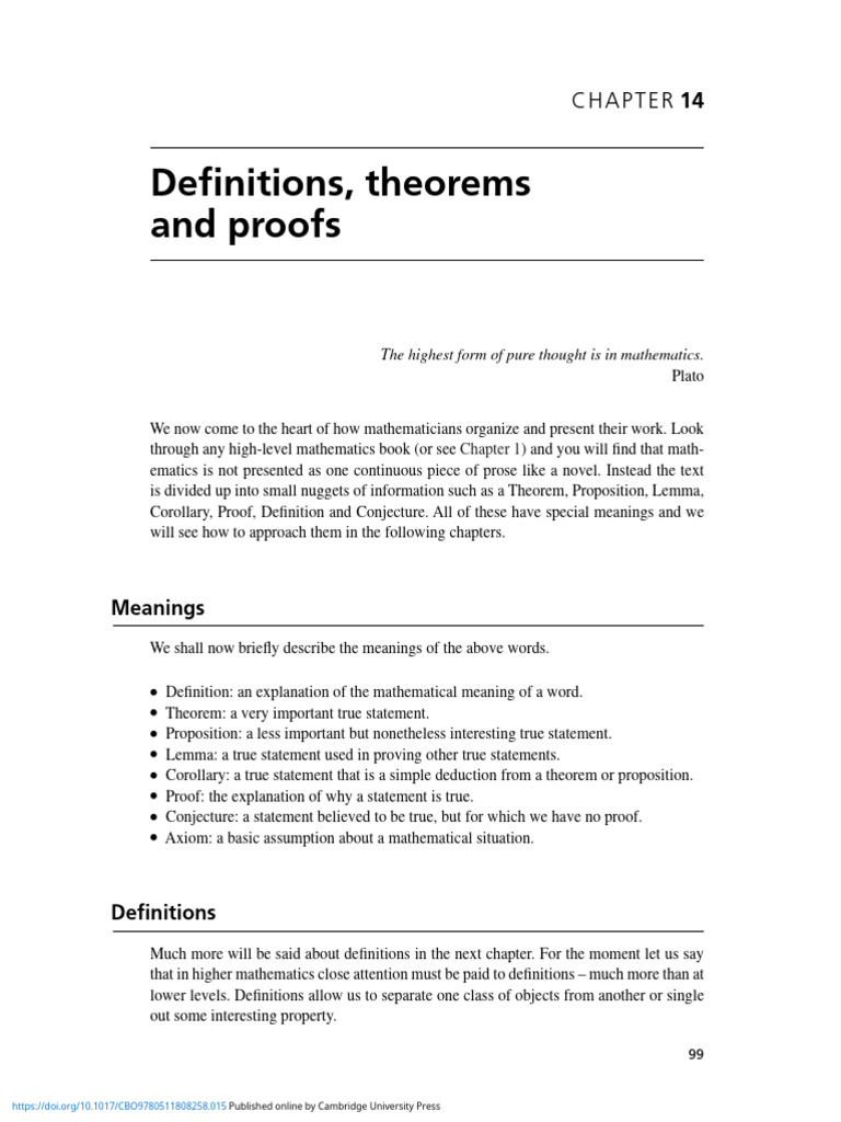 Definitions and Theorems in Mathematics | PDF | Theorem | Mathematical ...