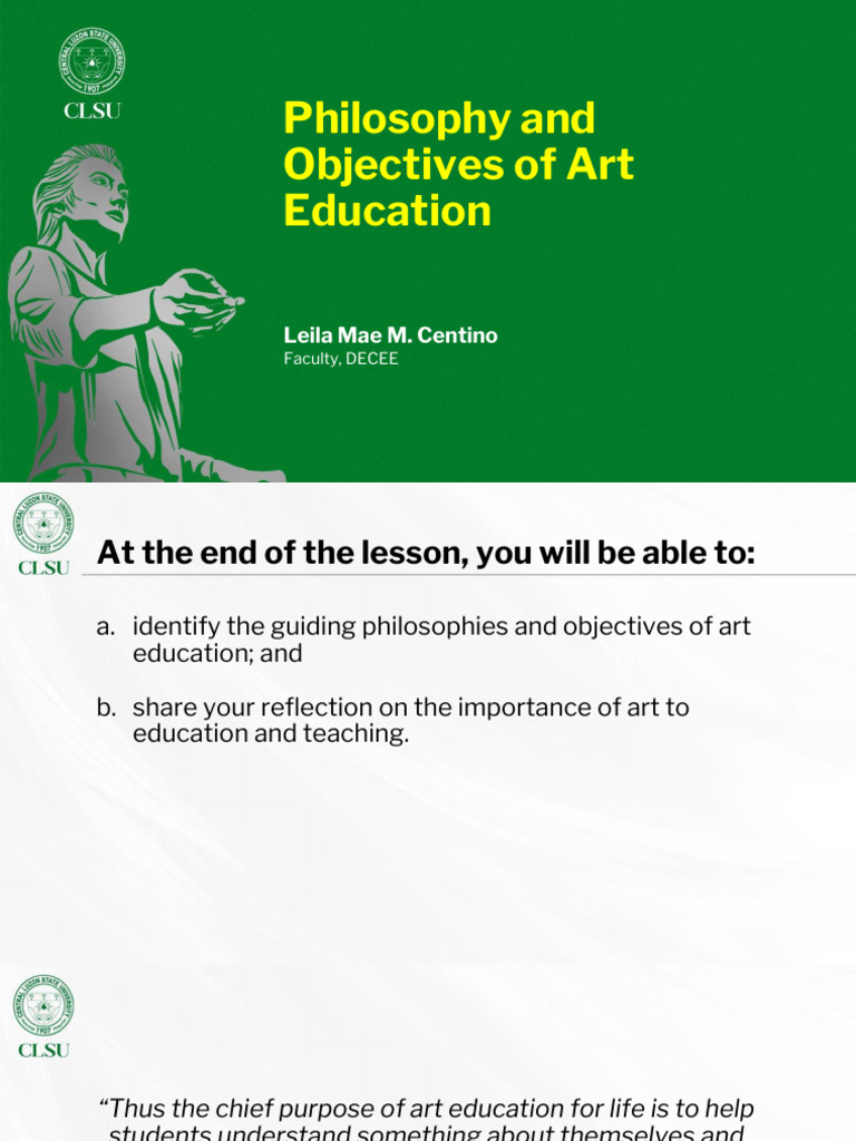 Philosophy and Objectives of Art Education | PDF | Teachers | Aesthetics