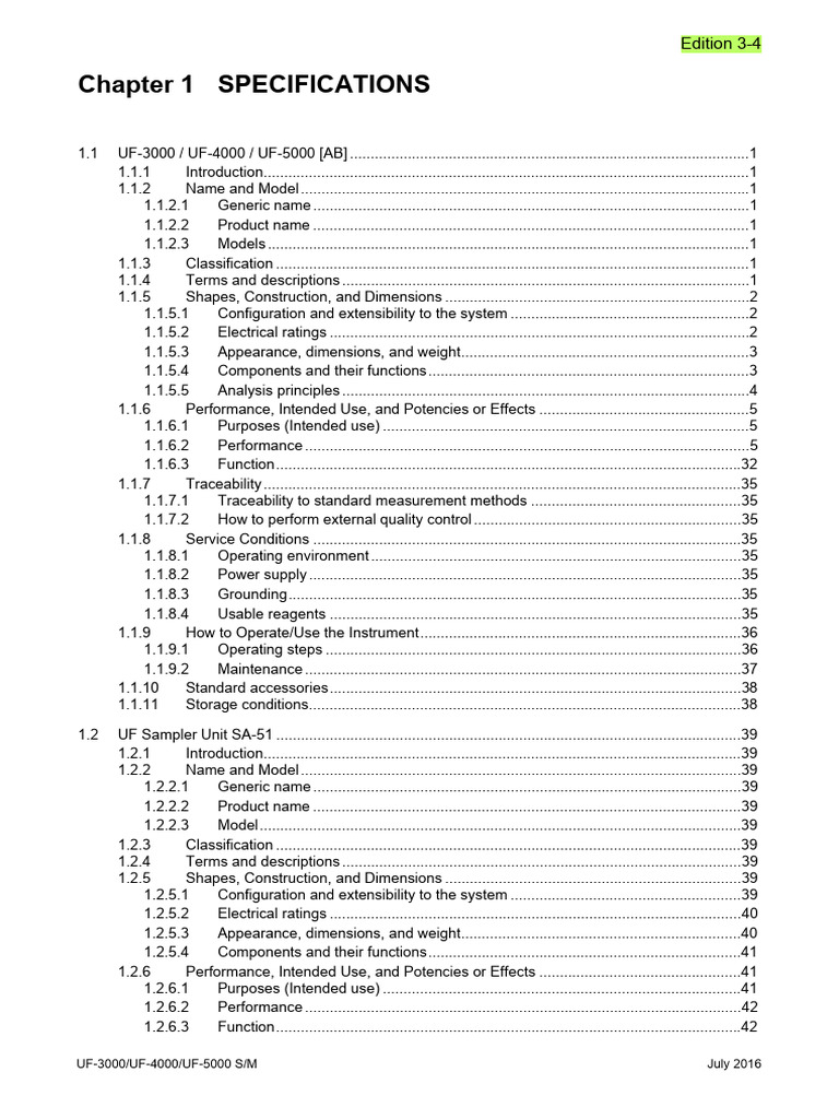 Specifications for UF-3000/4000/5000 Analyzers | PDF | Usb | Flow Cytometry