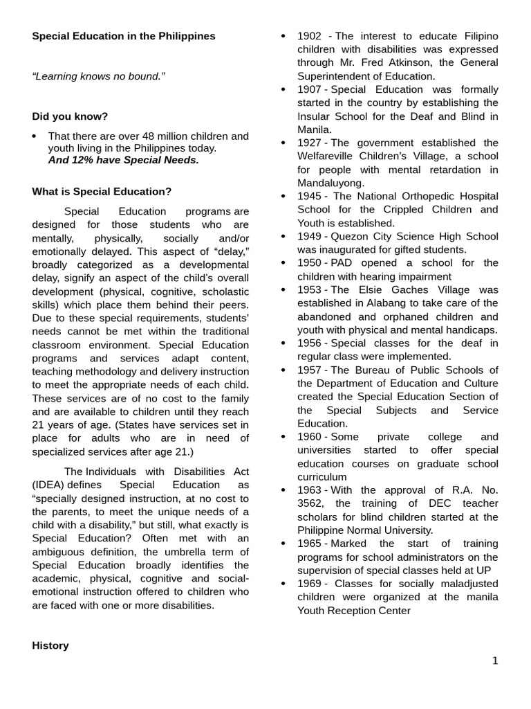 Sped Education (Sariling Gawa Halin Sa Net Ang Context) | PDF | Special Education | Intellectual ...